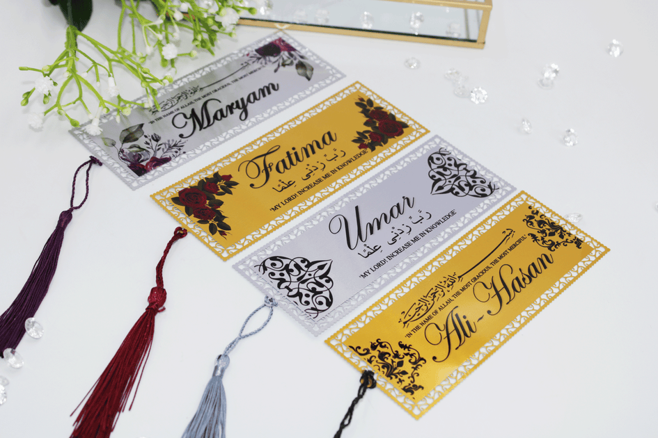 Personalised Bookmark/ Quran Marker - Red Rose With Arabic Ayah ...